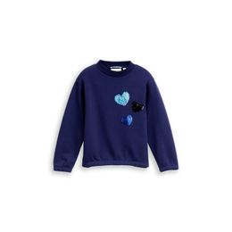 Tom Tailor Mädchen Cropped Sweatshirt mit Wendepailletten, blau, Uni, Gr. 92/98