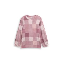 Tom Tailor Damen Plus Size - Langarmshirt mit Muster, rot, Kariert, Gr. 46