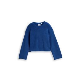 Tom Tailor M&auml;dchen Cropped Strickpullover, blau, Uni, Gr. 128