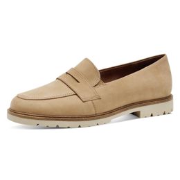 Tamaris Damen Loafer, Gr. 37, braun, Nubukleder, Schuhe, Blockabsatz, Slipper, Halbschuh, Businessschuh mit Zierriegel