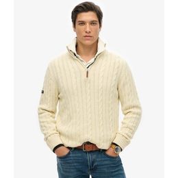 Superdry Herren Organic Cotton Klassischer Zopfmuster-pullover mit Rei&szlig;verschluss Cream - Gr&ouml;&szlig;e: Xxxl 104141150075022C120