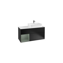 Villeroy & Boch V&B Waschtischunterschrank Abdeckplatte Gl. wh. m Finion 120cm, Reg li Oli. m Lac, bla m lacquer ; Villeroy & Boch (F141GMPD)