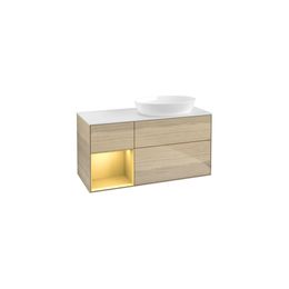 Villeroy & Boch V&B Waschtischunterschrank Finion 120cm, Pl wh. m, Reg gol m Lac, Oa ven ; Villeroy & Boch (FA41HFPC)