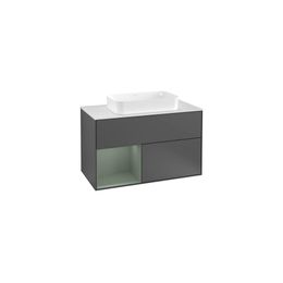 Villeroy & Boch V&B Waschtischunterschrank Wandbeleuchtung Finion 100, Pl w m, Rg l Oli. m Lac, Anthrac. m ; Villeroy & Boch (G241GMGK)