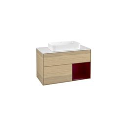 Villeroy & Boch V&B Waschtischunterschrank Abdeckplatte wh. m Finion 100x60,3cm, Reg rechts Peony, Oak Veneer ; Villeroy & Boch (F251HBPC)