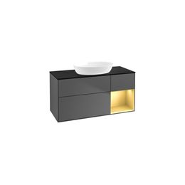 Villeroy & Boch V&B Waschtischunterschrank Finion 120cm, Pl b m, Reg gol m Lac, Anthrac. m ; Villeroy & Boch (FA72HFGK)