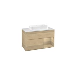Villeroy & Boch V&B Waschtischunterschrank Abdeckplatte wh. m Finion 100x60,3cm, Reg re Oa Veneer, Oak Veneer ; Villeroy & Boch (F251PCPC)