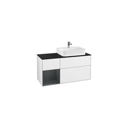 Villeroy & Boch V&B Waschtischunterschrank Abdeckplatte Gl. bla m Finion 120cm, Reg li md bl. m Lac, glo wh. Lac ; Villeroy & Boch (F142HGGF)