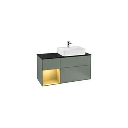 Villeroy & Boch V&B Waschtischunterschrank Abdeckplatte Gl. bla m Finion 120cm, Reg li gol m, Olive Matt Lacquer ; Villeroy & Boch (F142HFGM)