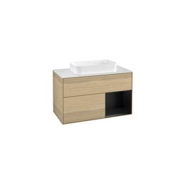 Villeroy & Boch V&B Waschtischunterschrank Abdeckplatte wh. m Finion 100x60,3cm, Reg re bla m Lac, Oak Veneer ; Villeroy & Boch (F251PDPC)