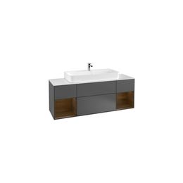 Villeroy & Boch V&B Waschtischunterschrank Wandbeleuchtung Finion 160cm, Reg wal Veneer, Anthracite matt ; Villeroy & Boch (G211GNGK)