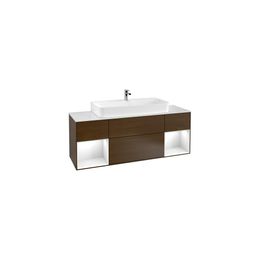Villeroy & Boch V&B Waschtischunterschrank Wandbeleuchtung Finion 160cm, Reg glo wh. Lac, Walnut veneer ; Villeroy & Boch (G211GFGN)