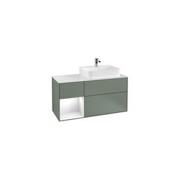 Villeroy & Boch V&B Waschtischunterschrank Abdeckplatte Gl. wh. m Finion 120cm, Reg li glo wh. Lac, Oli. m Lac ; Villeroy & Boch (F141GFGM)