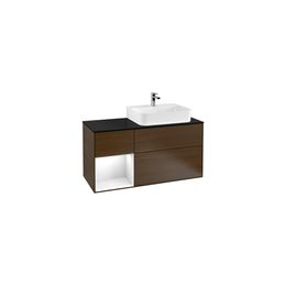 Villeroy & Boch V&B Waschtischunterschrank Abdeckplatte Gl. bla m Finion 120cm, Reg li glo wh. Lac, Walnut veneer ; Villeroy & Boch (F142GFGN)