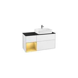 Villeroy & Boch V&B Waschtischunterschrank Abdeckplatte Gl. bla m Finion 120cm, Reg li gol m, glo white lacquer ; Villeroy & Boch (F142HFGF)