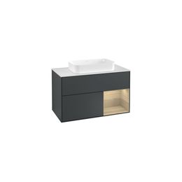 Villeroy & Boch V&B Waschtischunterschrank Wandbeleuchtung Finion 100, Pl w m, Reg re Oa ven, md bl. m Lac ; Villeroy & Boch (G251PCHG)