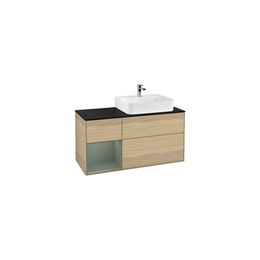 Villeroy & Boch V&B Waschtischunterschrank Abdeckplatte Gl. bla m Finion 120cm, Reg li Oli. m Lacquer, Oak Veneer ; Villeroy & Boch (F142GMPC)