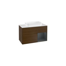 Villeroy & Boch V&B Waschtischunterschrank Abdeckplatte wh. m Finion 100x60,3cm, Reg re md bl. m Lac, wal ven ; Villeroy & Boch (F251HGGN)