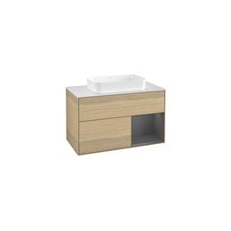Villeroy & Boch V&B Waschtischunterschrank Abdeckplatte wh. m Finion 100x60,3cm, Reg re Anthrac. m, Oa Veneer ; Villeroy & Boch (F251GKPC)
