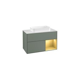 Villeroy & Boch V&B Waschtischunterschrank Wandbeleuchtung Finion 100, Pl wh. m, Reg re gol m, Oli. m Lac ; Villeroy & Boch (G251HFGM)