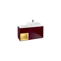 Villeroy & Boch V&B Waschtischunterschrank Abdeckplatte Gl. wh. m Finion 120cm, Regal links Gold matt, Peony Matt ; Villeroy & Boch (F141HFHB)