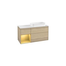 Villeroy & Boch V&B Waschtischunterschrank Finion 120x60 cm, Reg li Gold matt, Oak Veneer ; Villeroy & Boch (F681HFPC)