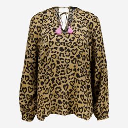 grace Beigefarbene Bluse mit Leopardenmuster