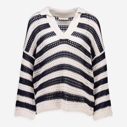 Smith & Soul Dunkelblau-cremefarbener Pullover mit Streifenmuster