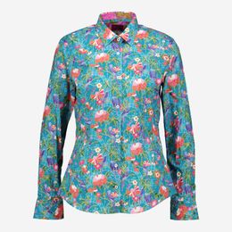 GANESH Blaue Hemdbluse mit Blumenmuster