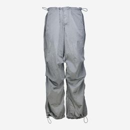 Silberfarbene Baggy Fit Ortalion-Hose