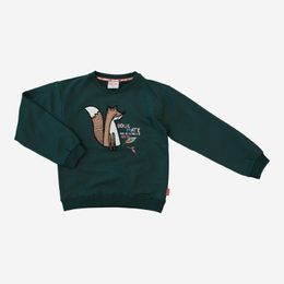 JETTE Dunkelgrünes Sweatshirt mit Fuchs-Motiv