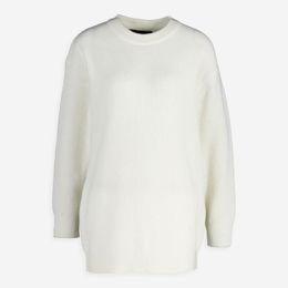 Cremefarbener Relaxed Fit Pullover mit langen Ärmeln