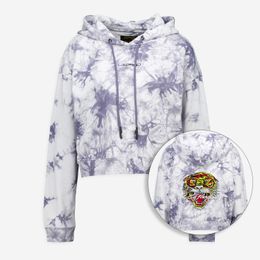 Ed Hardy Hellgrauer Cropped Fit Los-Tigre Grop Kapuzenpullover