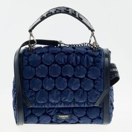 Lancel Dunkelblaue Puffy-Schultertasche mit Lederbesatz