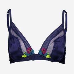 Simone Perele Dunkelblaues Bralette mit Blumenstickerei