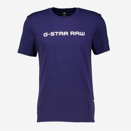 G-Star Raw Dunkelblaues T-Shirt mit weißem Logo