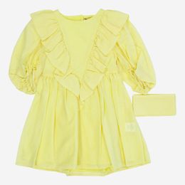 Stella McCartney Kids Gelbes Alltagskleid mit Bindung und R&uuml;schen