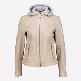 Gipsy Beigefarbene Bikerjacke aus Leder