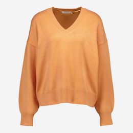 Orangefarbener Pullover mit V-Ausschnitt