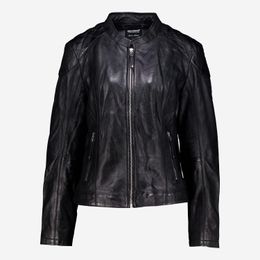 BULL & BERRY Schwarze Bikerjacke aus Leder