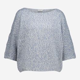 Weiß-blauer Pullover mit Melange-Muster