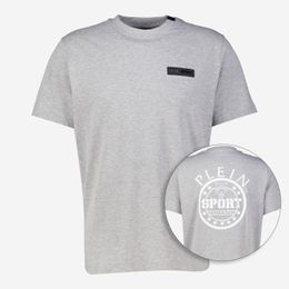 Plein Sport Graues T-Shirt mit Logo und Melange-Muster