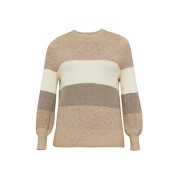 Only Carmakoma Pullover 'CARNew Daria' Damen Gr&ouml;&szlig;e XXXL/4XL beige / dunkelbraun / braunmeliert / taupe