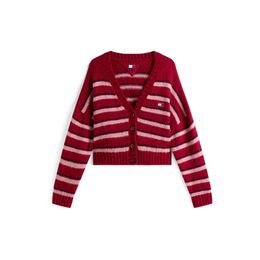Tommy Jeans Strickjacke Damen Gr&ouml;&szlig;e XXS rosa / rot / schwarz