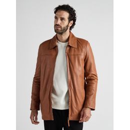 Lederjacke JCC "Saros", Herren, Gr. 48, braun (cognac), Obermaterial: 100% Lammleder; Futter: 55% Wolle, 32% Polyester, 6% Viskose, 4% Polyacryl, 3% Nylon; Ärmelfutter: 100% Polyester, Jacken