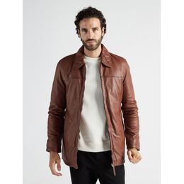 Lederjacke JCC "Saros", Herren, Gr. 48, braun (schwarz cognac), Obermaterial: 100% Lammleder; Futter: 55% Wolle, 32% Polyester, 6% Viskose, 4% Polyacryl, 3% Nylon; Ärmelfutter: 100% Polyester, Jacken