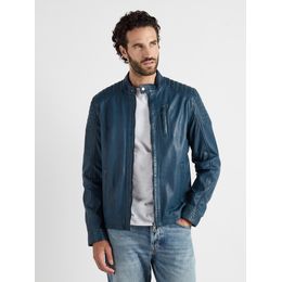 Bikerjacke JCC "31020346", Herren, Gr. 50, blau (sea port), Obermaterial: 100% Leder Lamm; Futter: 100% Baumwolle; Ärmelfutter: 100% Polyester, mit Knopf, Jacken