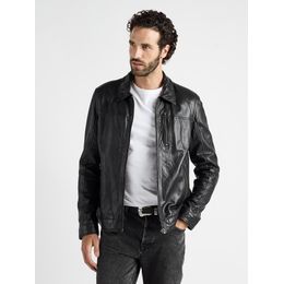 Lederjacke JCC "31024032", Herren, Gr. M, schwarz, Obermaterial: 100% Lammleder; Innenfutter: 100% Baumwolle; Ärmelfutter: 100% Polyester, mit Knopf, Jacken