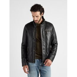 Blouson JCC "1416", Herren, Gr. 48, schwarz, Obermaterial: 100% Leder Rind; Futter: 100% Baumwolle, mit Knopf, Jacken