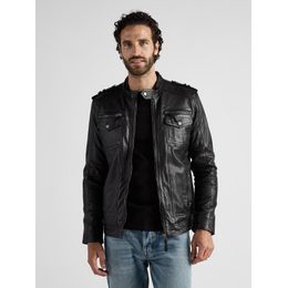 Bikerjacke JCC "1101019-2", Herren, Gr. 4XL, schwarz, Obermaterial 100% Leder Lamm; Futter: 50% Polyester, 50% Baumwolle; Ärmelfutter: 100% Polyester, Jacken